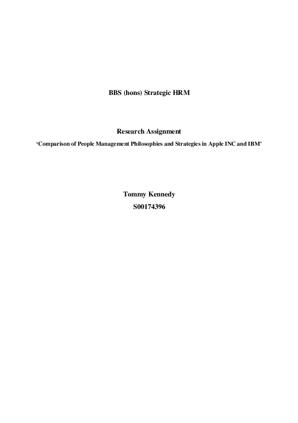 (DOC) BBS (hons) Strategic HRM Research Assignment 'Comparison of ...