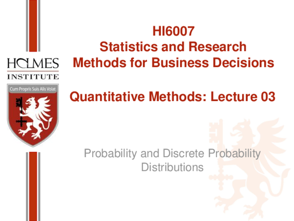(PPT) HI6007 Quant Methods Lecture 03 | Kuruppu Dayarathne - Academia.edu