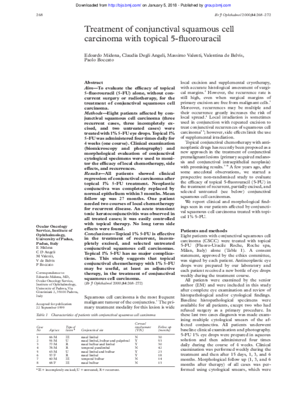 (PDF) Treatment of conjunctival squamous cell carcinoma with topical 5 ...