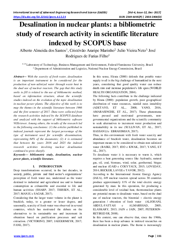 (PDF) Desalination in nuclear plants: a bibliometric study of research ...