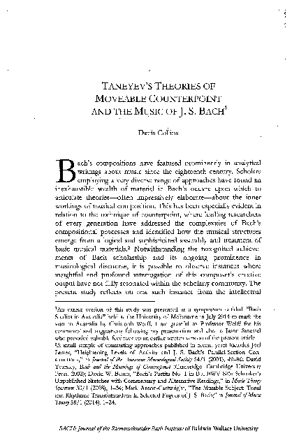 (PDF) Taneyev's Theories of Moveable Counterpoint and the Music of J.S ...