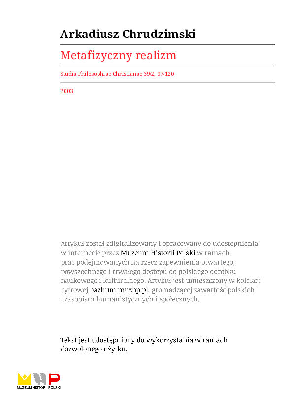 (PDF) Metafizyczny realizm (Metaphysical realism)