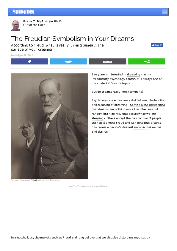(PDF) The Freudian Symbolism in Your Dreams
