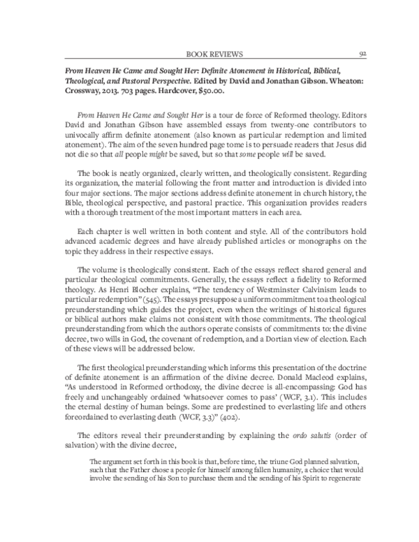 (PDF) Review of From Heaven He Came and Sought Her by David and ...