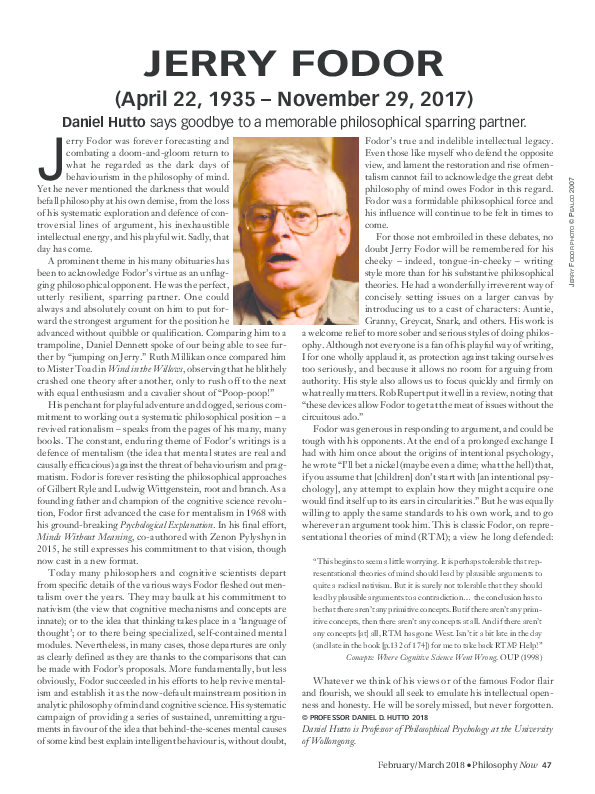 (PDF) Goodbye Jerry, Fodor Obituary