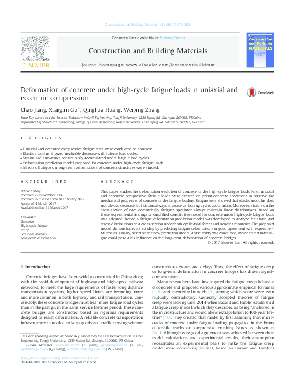 (PDF) Deformation of concrete under high-cycle fatigue loads in ...