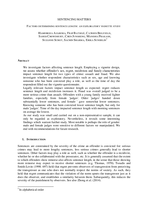 (PDF) SENTENCING MATTERS: FACTORS DETERMINING SENTENCE LENGTH- AN ...
