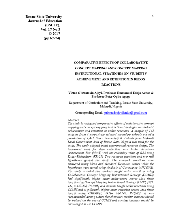 Pdf Comparative Effects Of Collaborative Concept Mapping And Concept