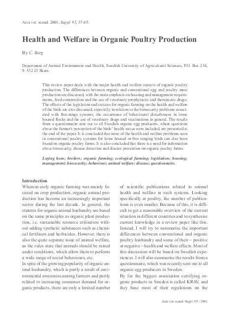 (PDF) Health and Welfare in Organic Poultry Production