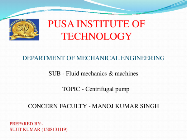 (PDF) PUSA INSTITUTE OF TECHNOLOGY DEPARTMENT OF MECHANICAL ENGINEERING ...