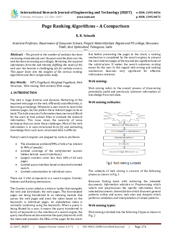 (PDF) Page Ranking Algorithms – A Comparison