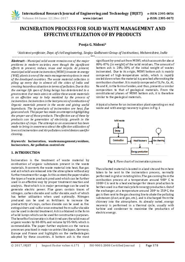 (PDF) INCINERATION PROCESS FOR SOLID WASTE MANAGEMENT AND EFFECTIVE ...