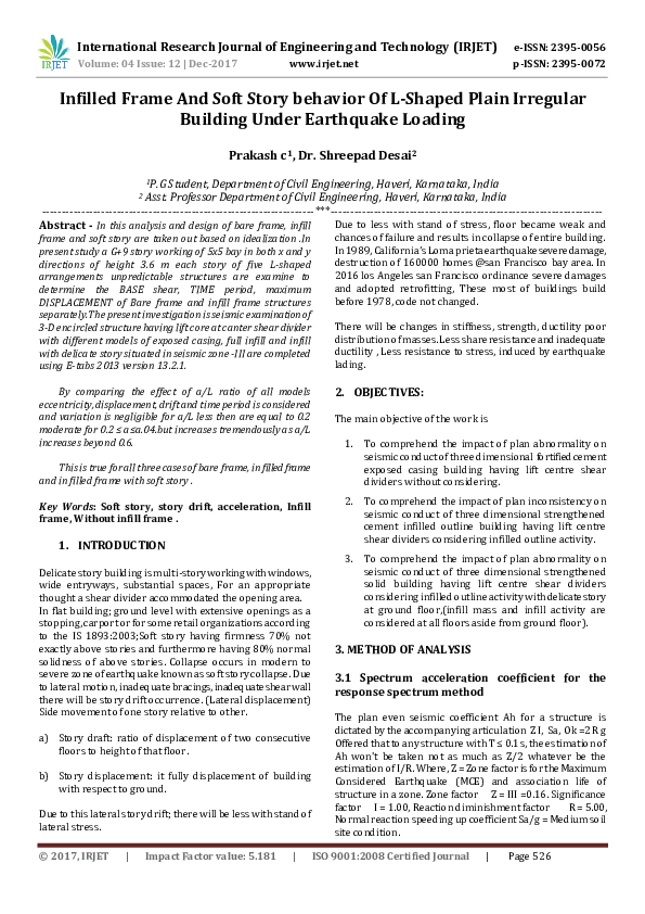 (PDF) Infilled Frame And Soft Story behavior Of L-Shaped Plain ...