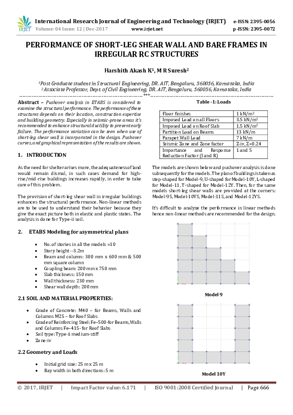 (PDF) PERFORMANCE OF SHORT-LEG SHEAR WALL AND BARE FRAMES IN IRREGULAR RC STRUCTURES