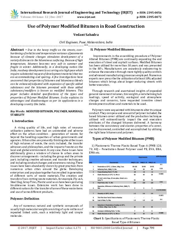 (PDF) Use of Polymer Modified Bitumen in Road Construction