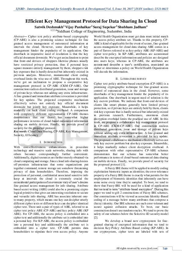 (PDF) Efficient Key Management Protocol for Data Sharing In Cloud