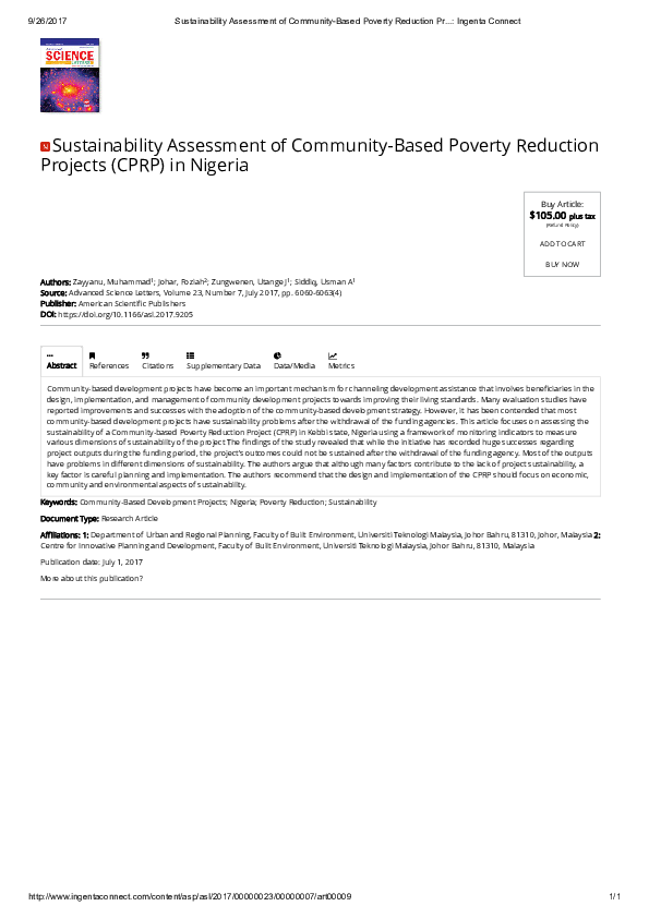 (PDF) Sustainability Assessment of Community-Based Poverty Reduction ...