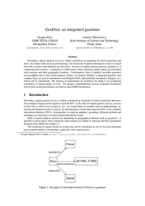 (PDF) GeoDict: An Integrated Gazetteer