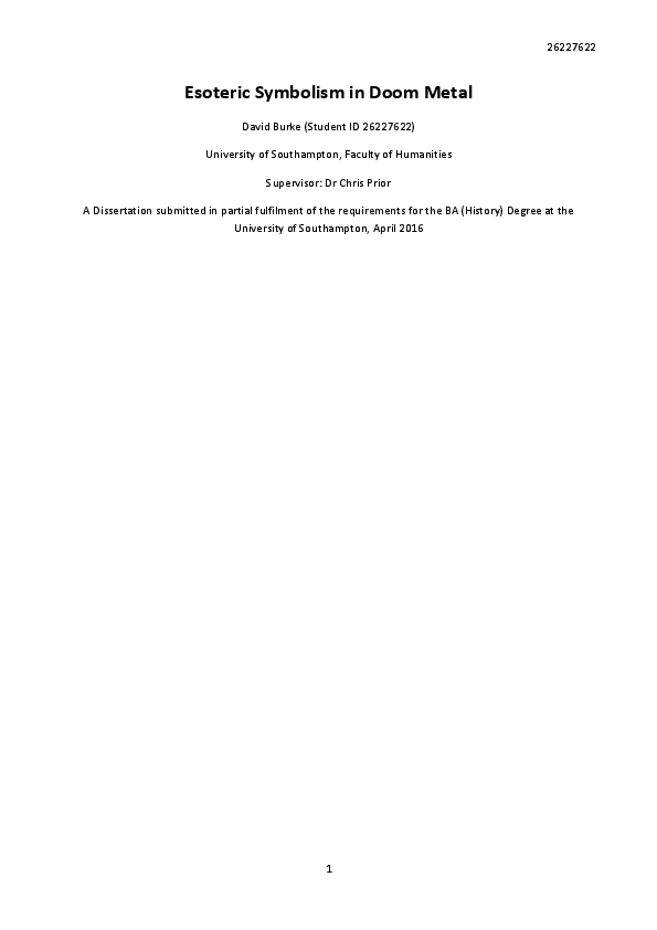 (DOC) Esoteric Symbolism in Doom Metal