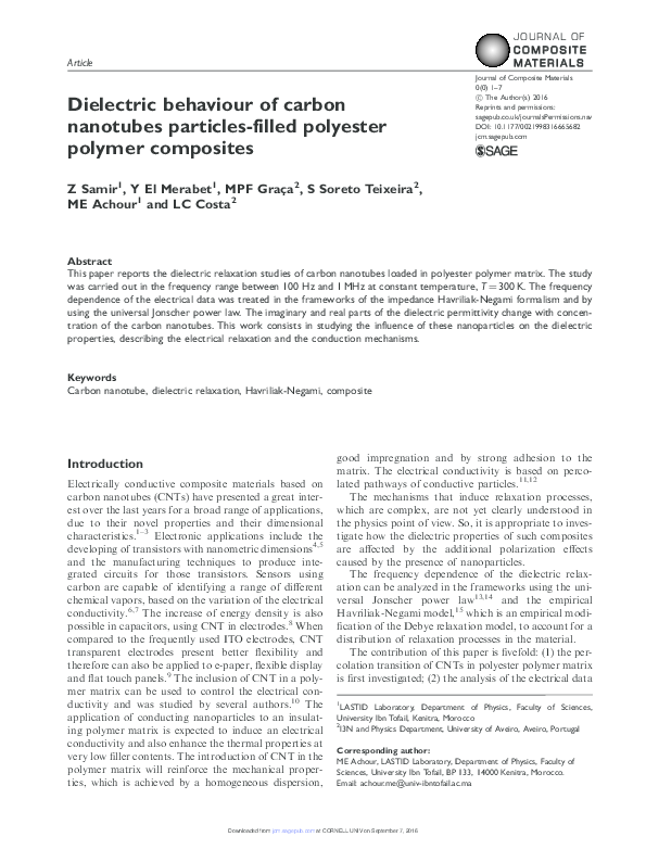 (PDF) Dielectric behaviour of carbon nanotubes particles-filled ...