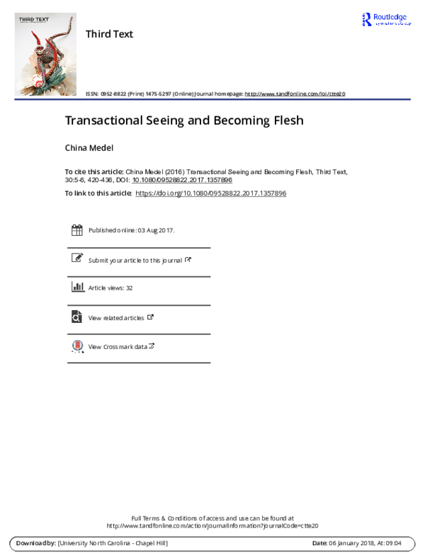 (PDF) Transactional Seeing and Becoming Flesh