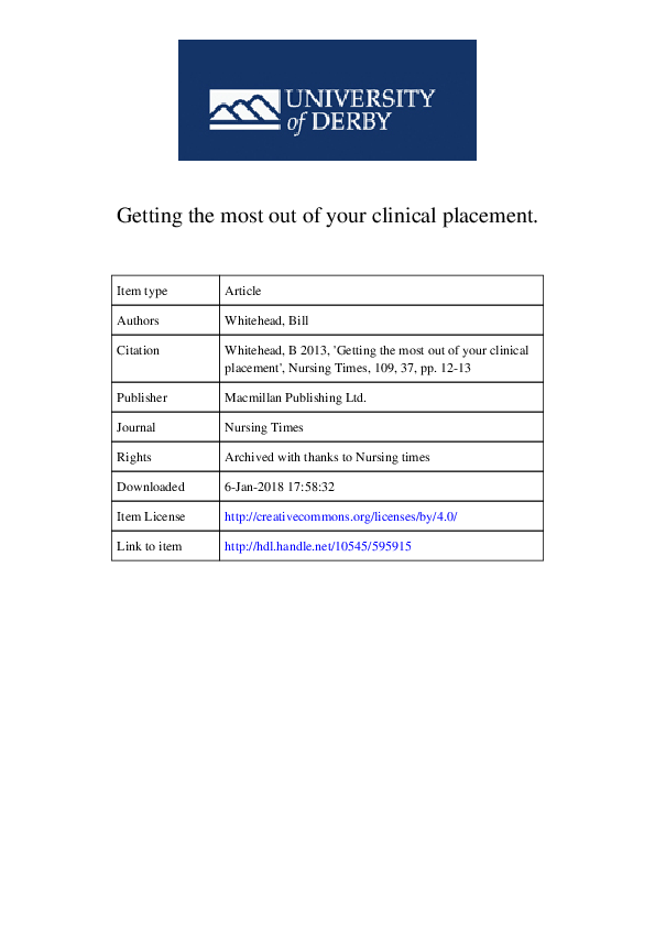 (PDF) Getting the most out of your placement