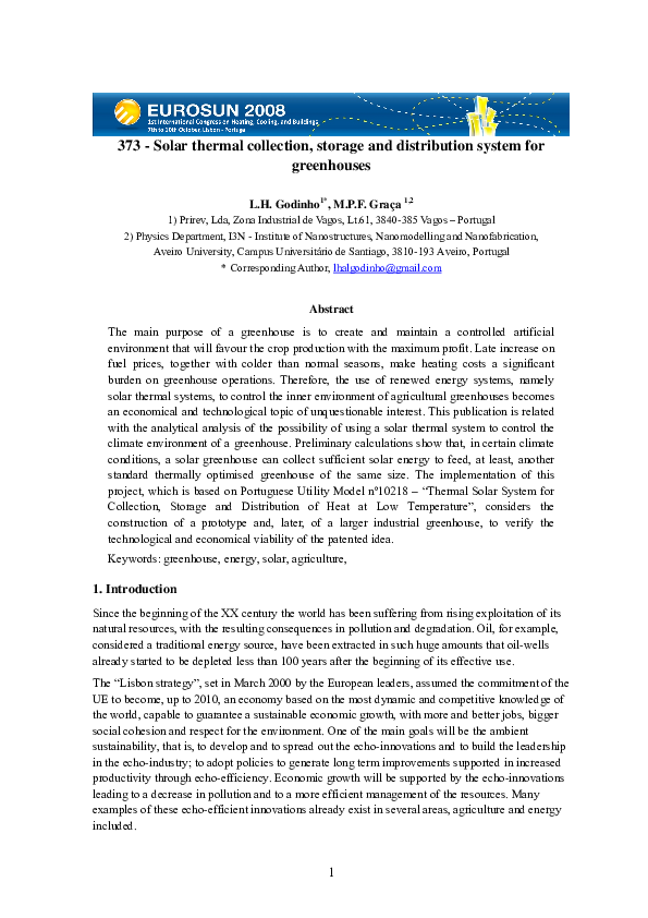(PDF) 373 -Solar thermal collection, storage and distribution system ...