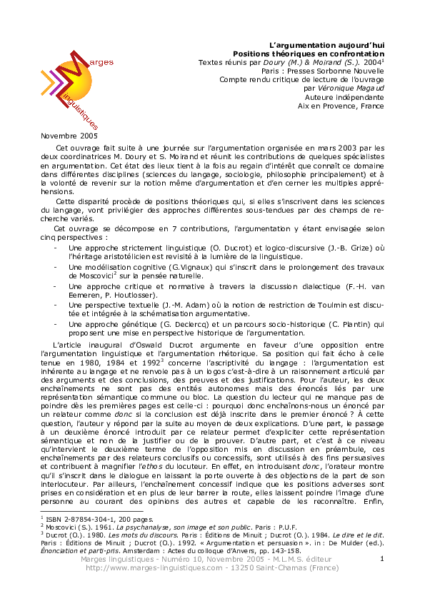 Affirmer son point de vue dans l’argumentation