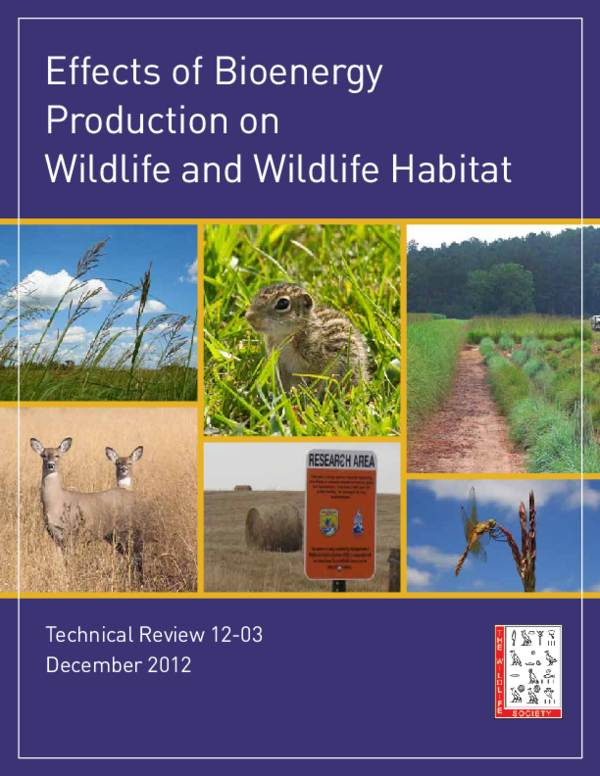(PDF) Effects of Bioenergy Production on Wildlife and Wildlife Habitat