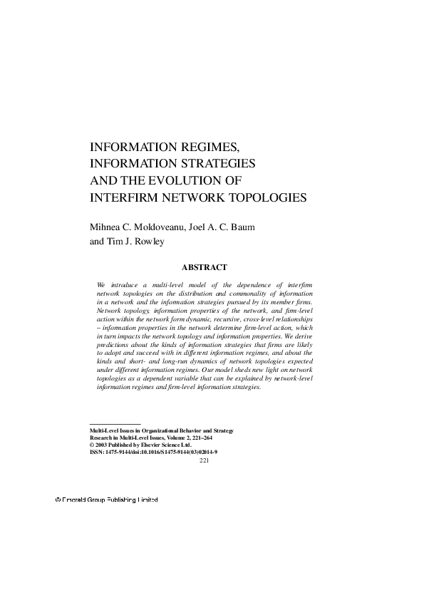 (PDF) Information Regimes, Information Strategies, ant the Evolution of ...