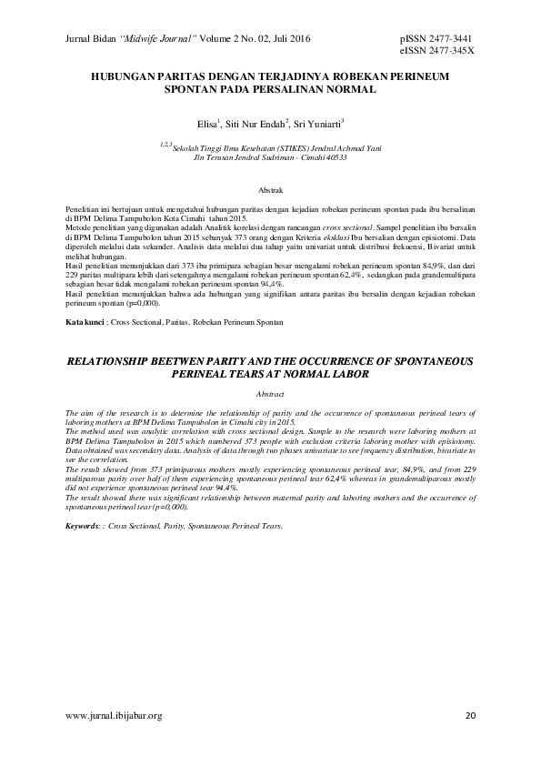 (PDF) HUBUNGAN PARITAS DENGAN TERJADINYA ROBEKAN PERINEUM SPONTAN PADA ...