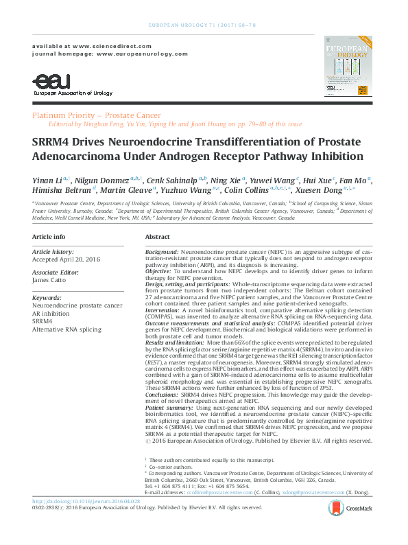 (PDF) Platinum Priority – Prostate Cancer SRRM4 Drives Neuroendocrine ...