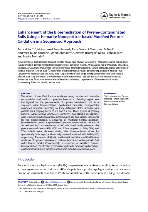 (PDF) Enhancement of the Bioremediation of Pyrene-Contaminated Soils ...