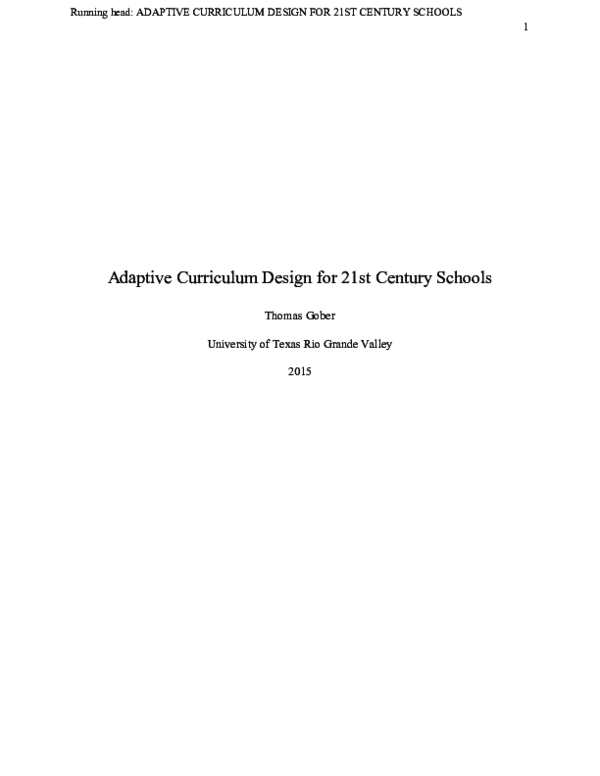 (PDF) Adaptive Curriculum Design for 21st Century Schools