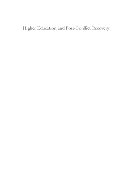 (PDF) Higher Education and Post-Conflict Recovery