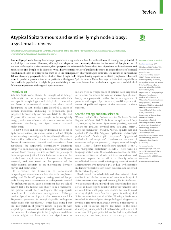 (PDF) Atypical Spitz tumours and sentinel lymph node biopsy: a ...