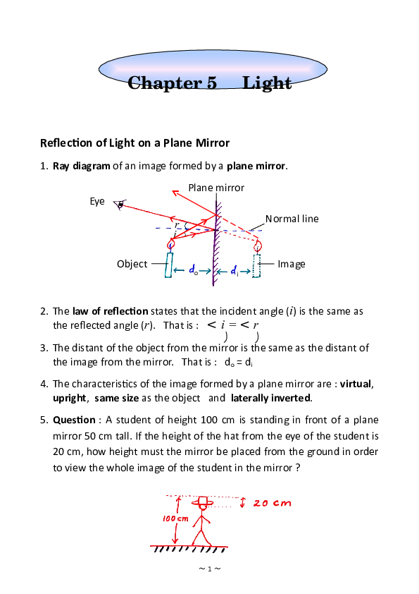 (DOC) Physics Chapter 5 Light