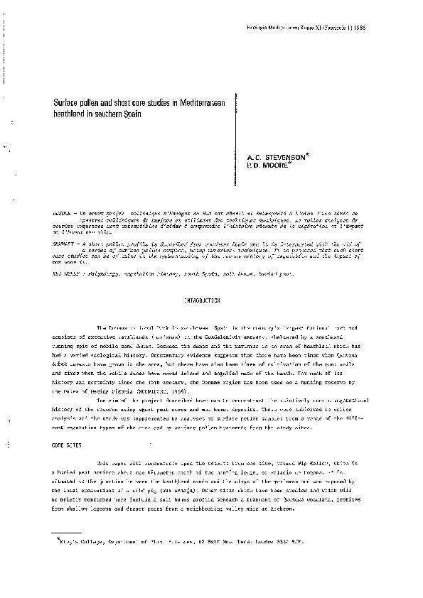 (PDF) Surface pollen and short core studies in Mediterranean heathland ...