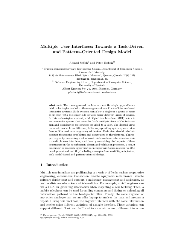 (PDF) Multiple User Interfaces: Towards a Task-Driven and Patterns-Oriented Design Model