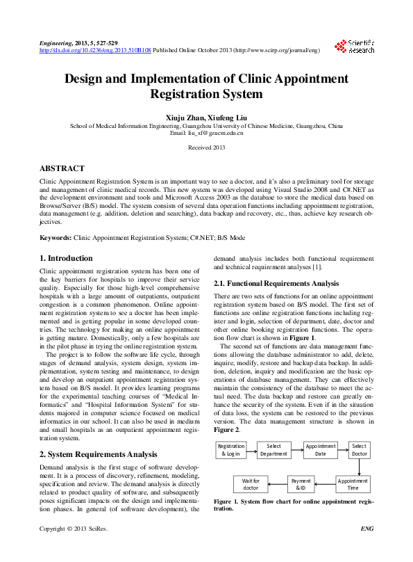 (PDF) Design and Implementation of Clinic Appointment Registration System