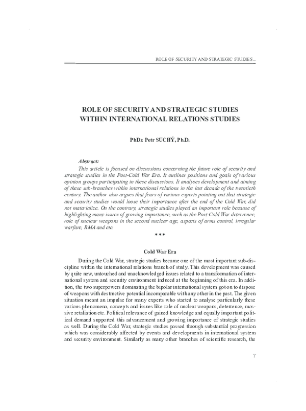 (PDF) ROLE OF SECURITY AND STRATEGIC STUDIES WITHIN INTERNATIONAL ...