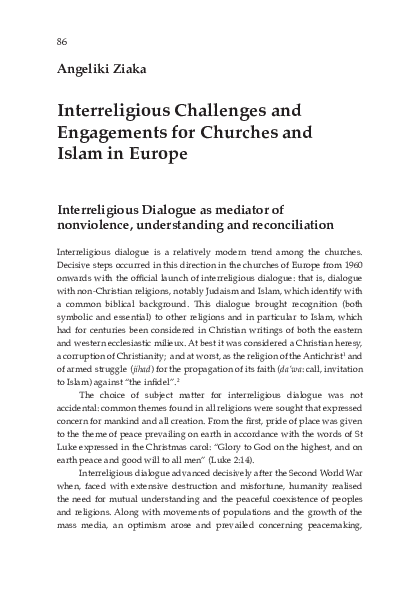 (PDF) Interreligious Challenges and Engagements for Churches and Islam ...