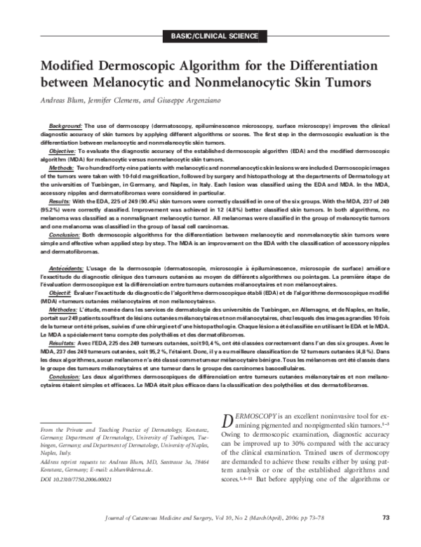 (PDF) Modified Dermoscopic Algorithm for the Differentiation between ...