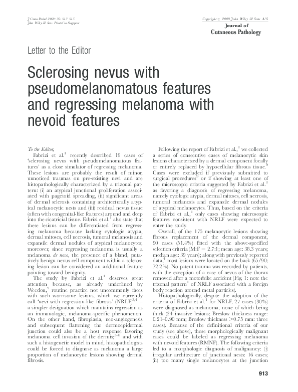 (PDF) Sclerosing nevus with pseudomelanomatous features and regressing ...