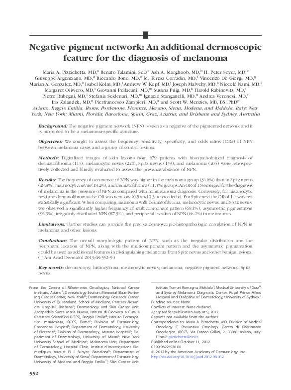 (PDF) Negative pigment network: An additional dermoscopic feature for the diagnosis of melanoma