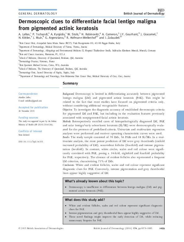 (PDF) Dermoscopic clues to differentiate facial lentigo maligna from ...