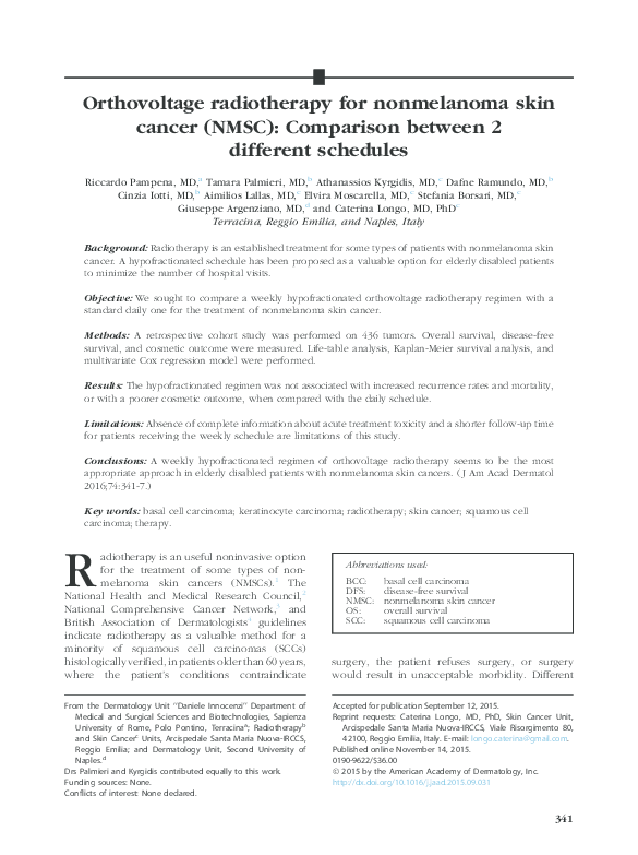 (PDF) Orthovoltage radiotherapy for nonmelanoma skin cancer (NMSC ...