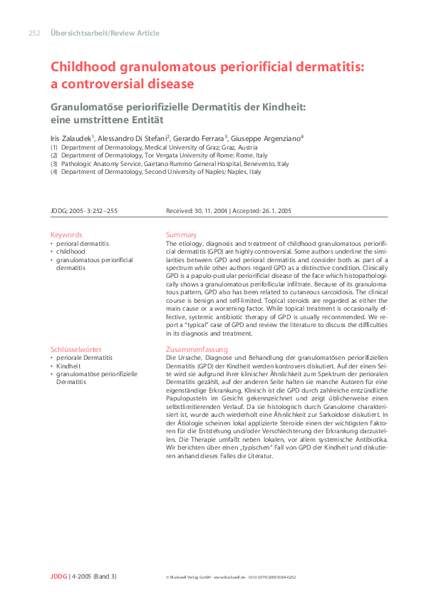 (PDF) Childhood granulomatous perioral dermatitis | Giuseppe Argenziano ...