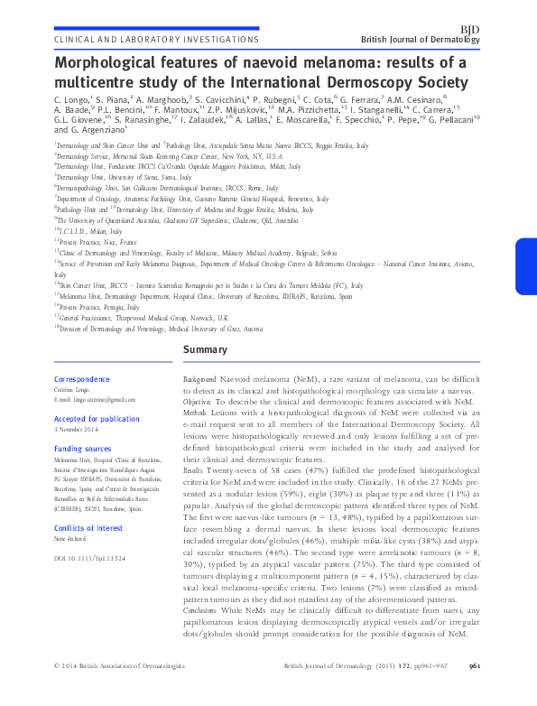 (PDF) Morphological features of naevoid melanoma: results of a ...