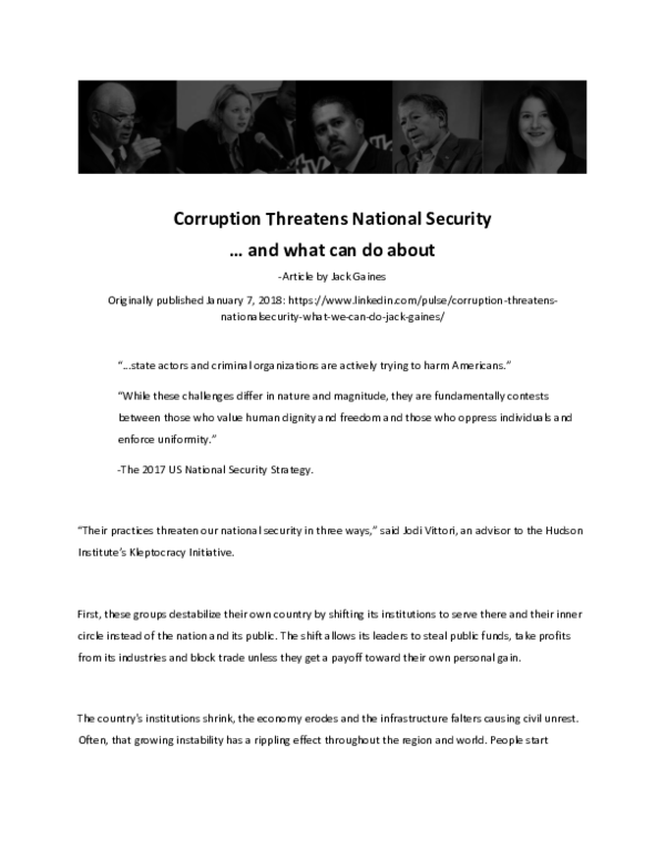 (PDF) Corruption Threatens National Security … and what can do about